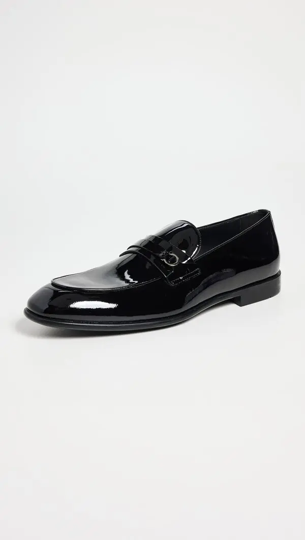 FERRAGAMO Patent Leather Formal Loafers - Nero