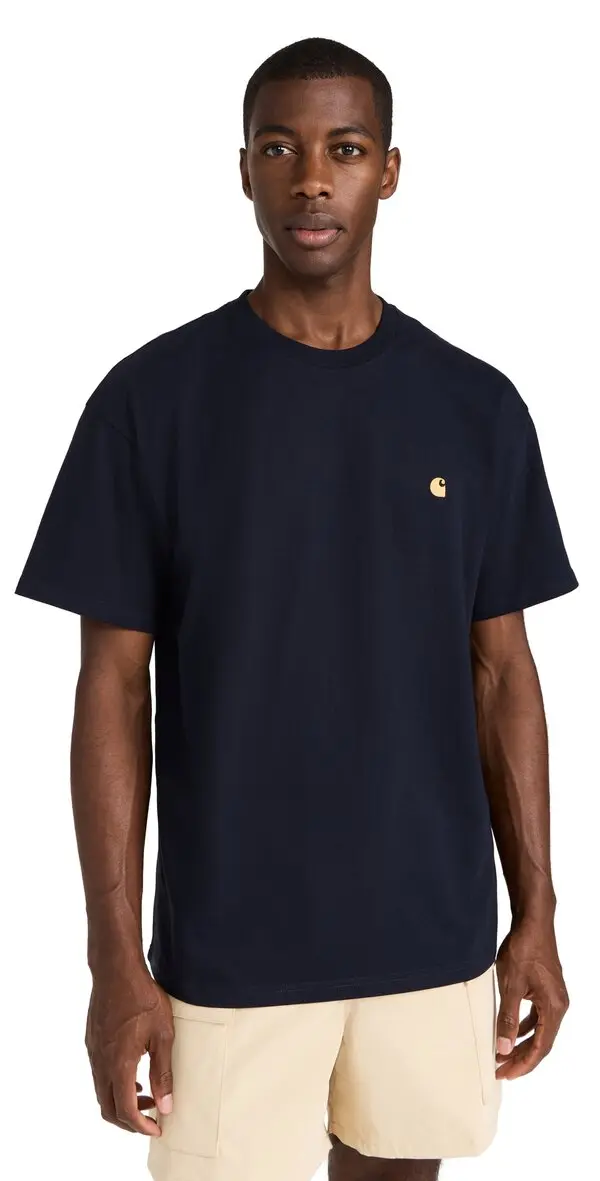 Carhartt Work In Progress Short Sleeve Chase T-shirt - Dark Navy/gold