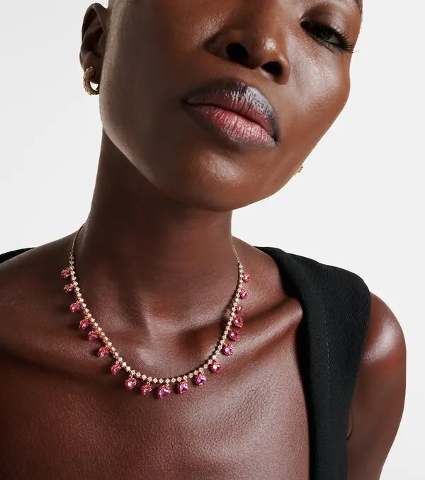 KAMYEN 18kt Rose Gold Choker With Marquise And Pear-cut Rubies And Round-cut Diamonds