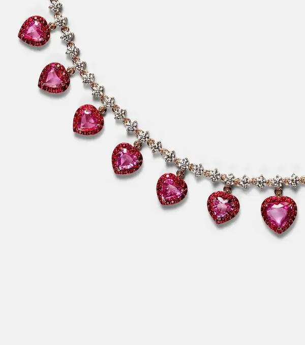 KAMYEN 18kt Rose Gold Choker With Marquise And Pear-cut Rubies And Round-cut Diamonds