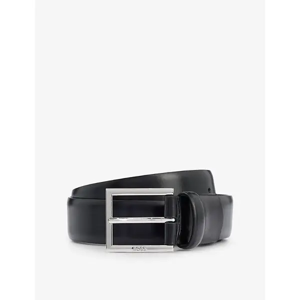 BOSS Dressletic Engraved Leather Belt - Black