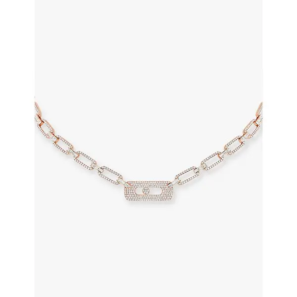 Messika Move Link Pavé Diamond Necklace - Pink Gold