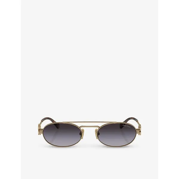 Miu Miu Mu 54zs Oval Sunglasses - Gold