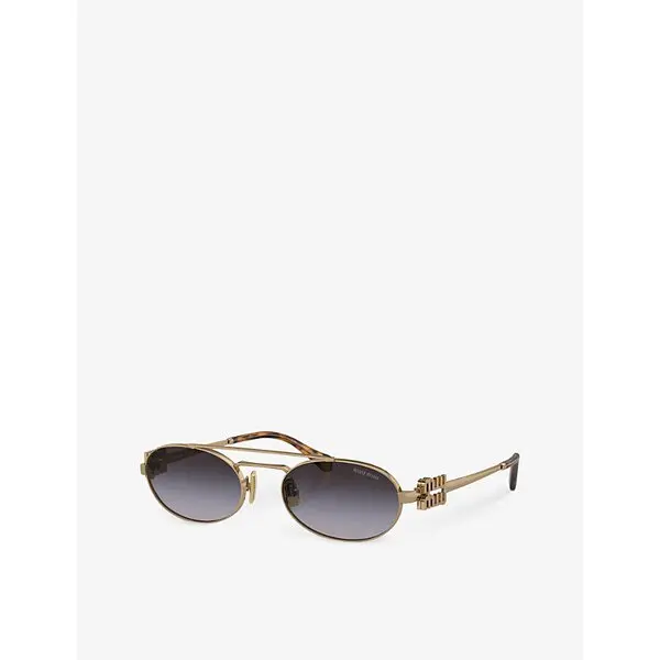 Miu Miu Mu 54zs Oval Sunglasses - Gold