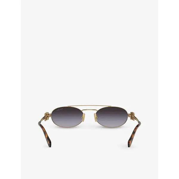 Miu Miu Mu 54zs Oval Sunglasses - Gold