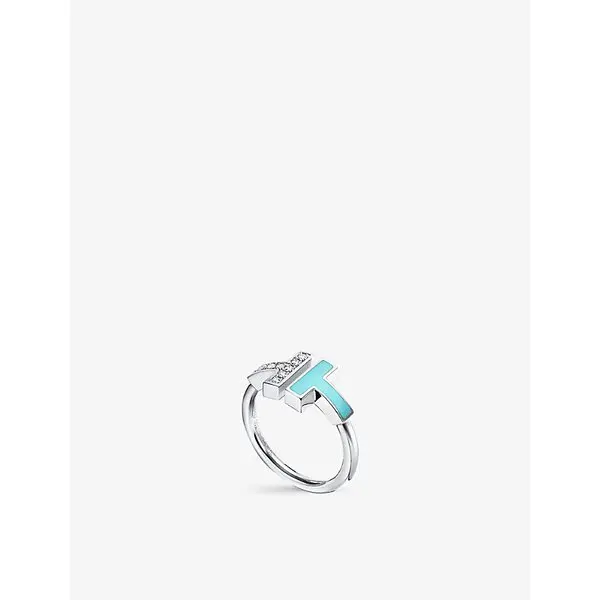 Tiffany & Co. T 18ct White-gold, Turquoise And Diamond Ring - White Gold