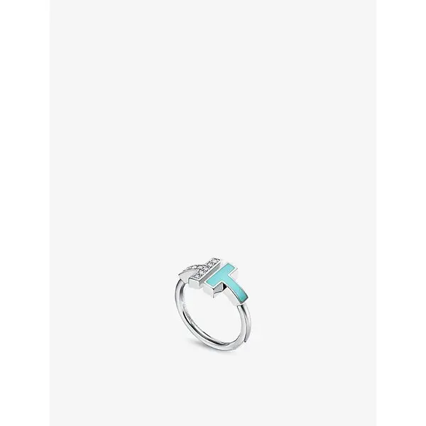 Tiffany & Co. T 18ct White Turquoise And Diamond Ring - Gold