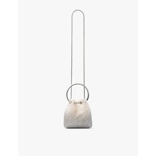 JIMMY CHOO Bon Bon Crystal-embellished Bucket Bag - White/crystal
