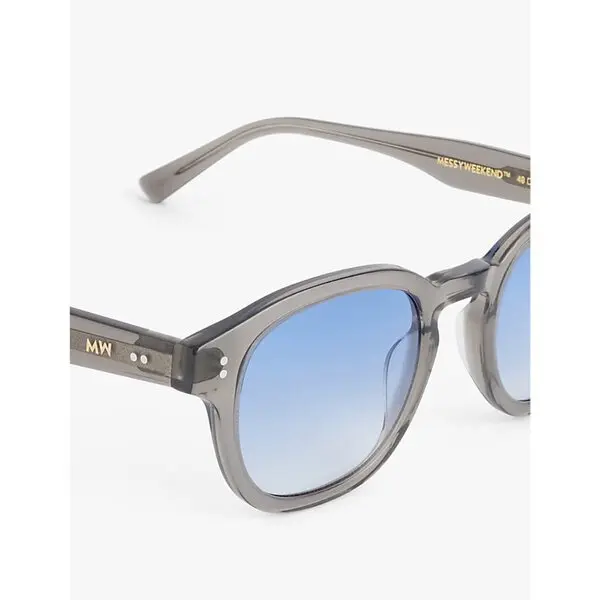 MESSYWEEKEND Billie Round Frame Sunglasses - Grey Crystal/blue