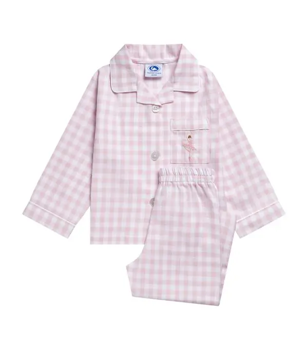 Trotters Cotton Check Margot Pyjama Set - Pink