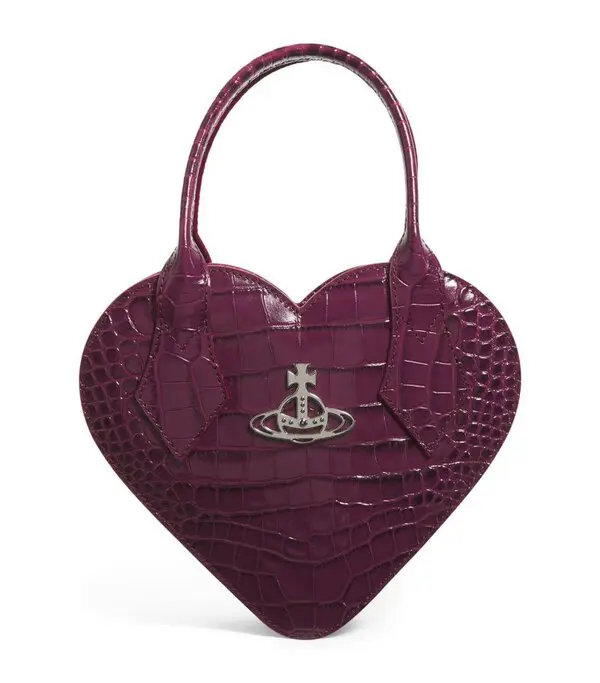 Vivienne Westwood ハートバッグ バイオレット 新品同様 Vivienne Westwood Leather Croc-Embossed Heart Bag - Purple