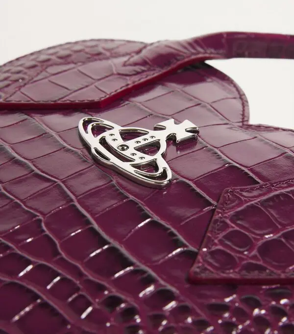 Vivienne Westwood Leather Croc-Embossed Heart Bag - Purple