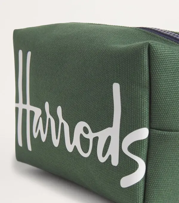 Harrods Cotton Logo Cosmetics Bag - Green