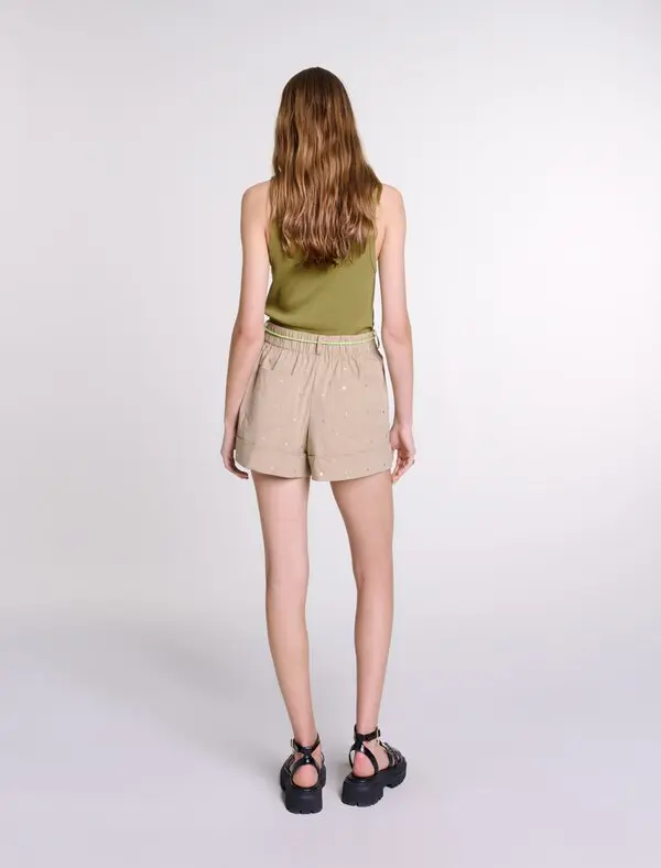 Maje Cotton Ribbed Tank Top - Khaki