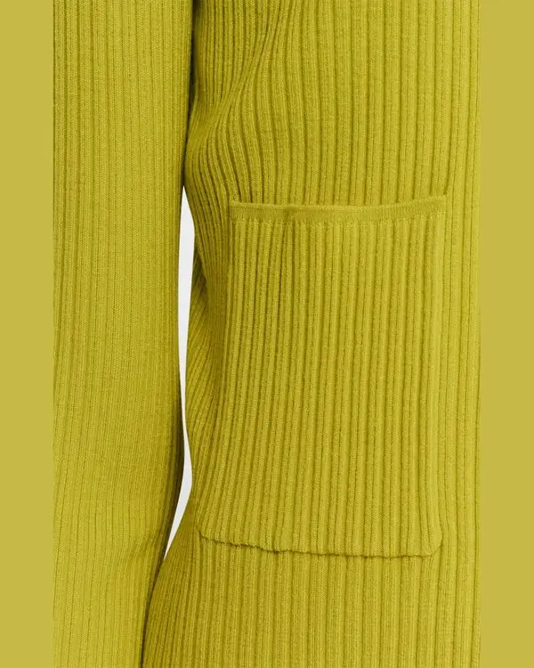 JOSEPH Ribbed Merino Wool Cardigan - Ginkgo