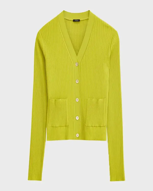 JOSEPH Ribbed Merino Wool Cardigan - Ginkgo