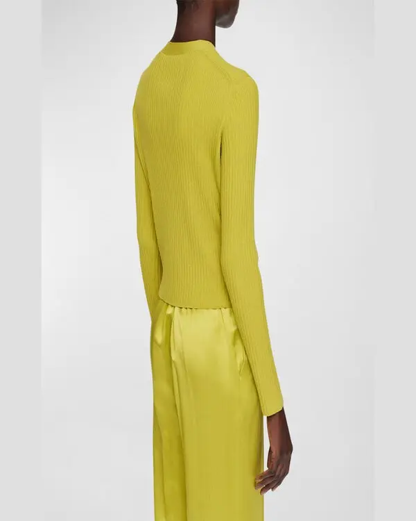 JOSEPH Ribbed Merino Wool Cardigan - Ginkgo
