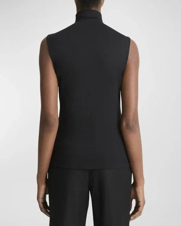 Vince Sleeveless Turtleneck Top - Black