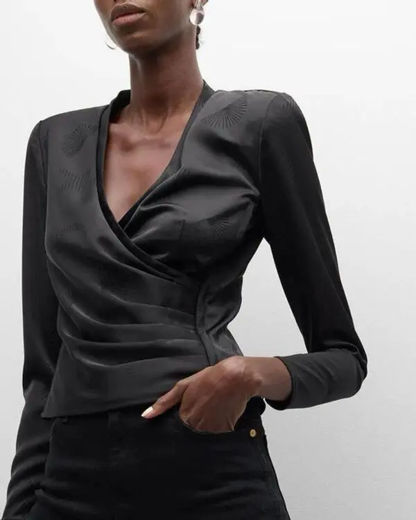 Emporio Armani Pleated Crossover Blouse