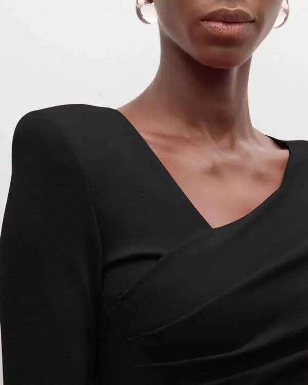 Emporio Armani Crossover Ruched Jersey Dress - Black