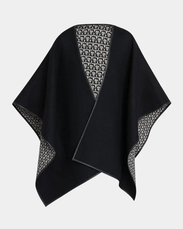 FERRAGAMO Gancini Wool & Leather Cape