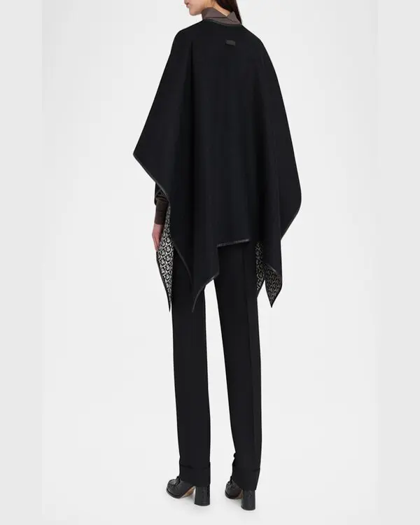 FERRAGAMO Gancini Wool & Leather Cape