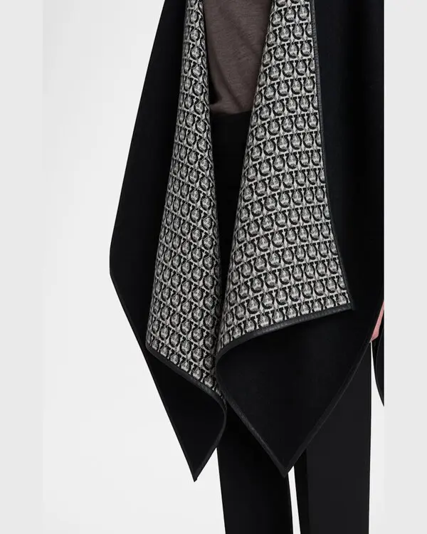 FERRAGAMO Gancini Wool & Leather Cape