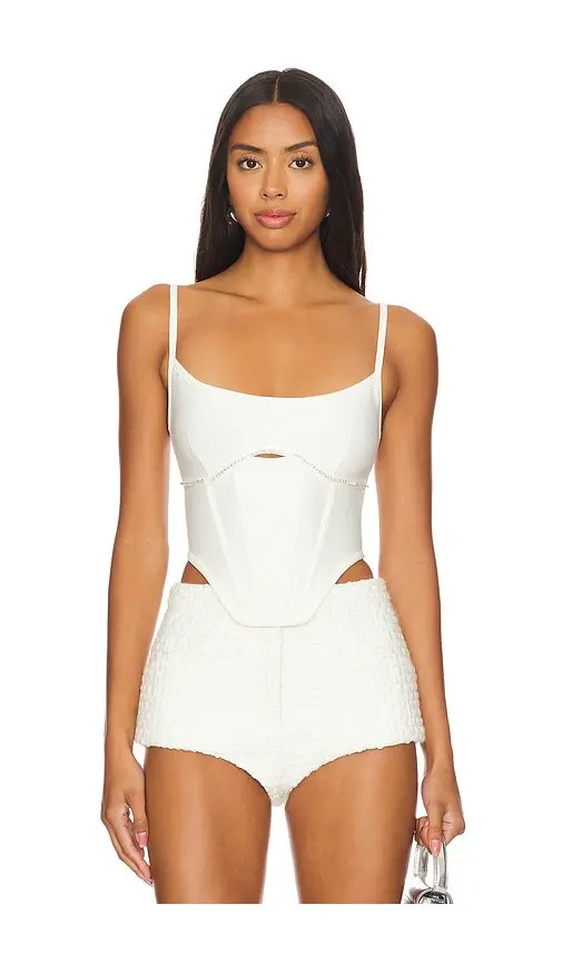 Superdown Gia Corset Top With Rhinestone Embellished Cut-out
