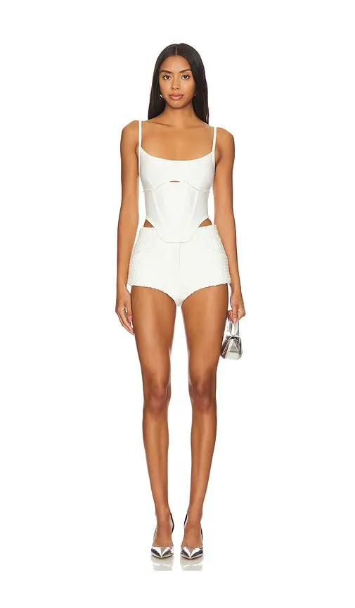 Superdown Gia Corset Top With Rhinestone Embellished Cut-out