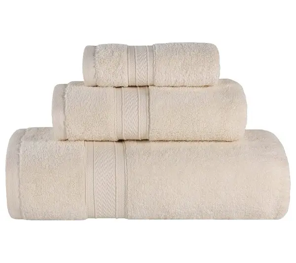 SUPERIOR Chevron Zero Twist Cotton Soft 3pc Sol Id Towel Set