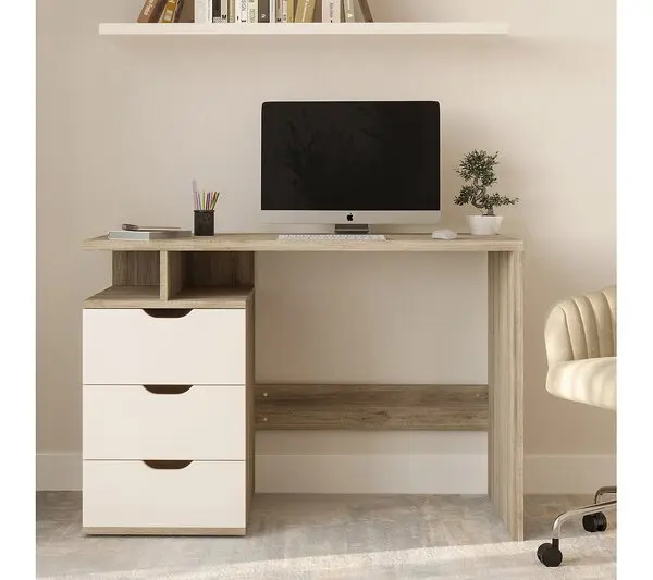 LAVISH HOME Computer Desk With Attached 3-drawe R Cabinet - One-color