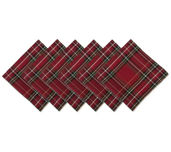 DESIGN IMPORTS Set/6 Holiday Metallic Plaid Napkins - One-color