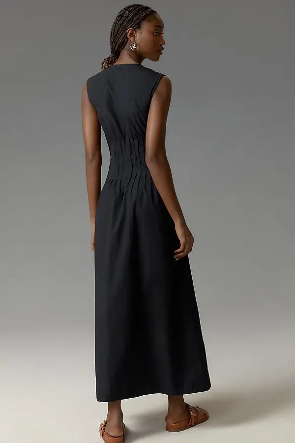 open lace back dress Maeve Pleated Midi Dress