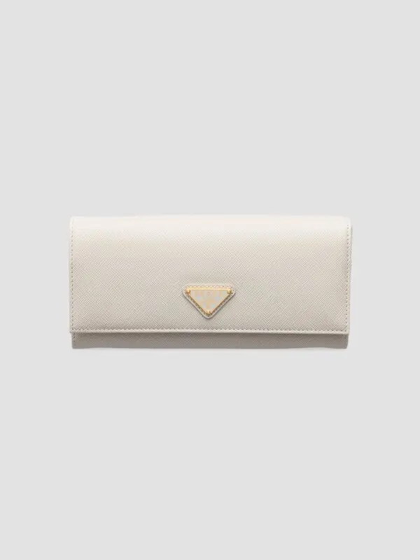 Prada Large Saffiano Leather Wallet - Beige