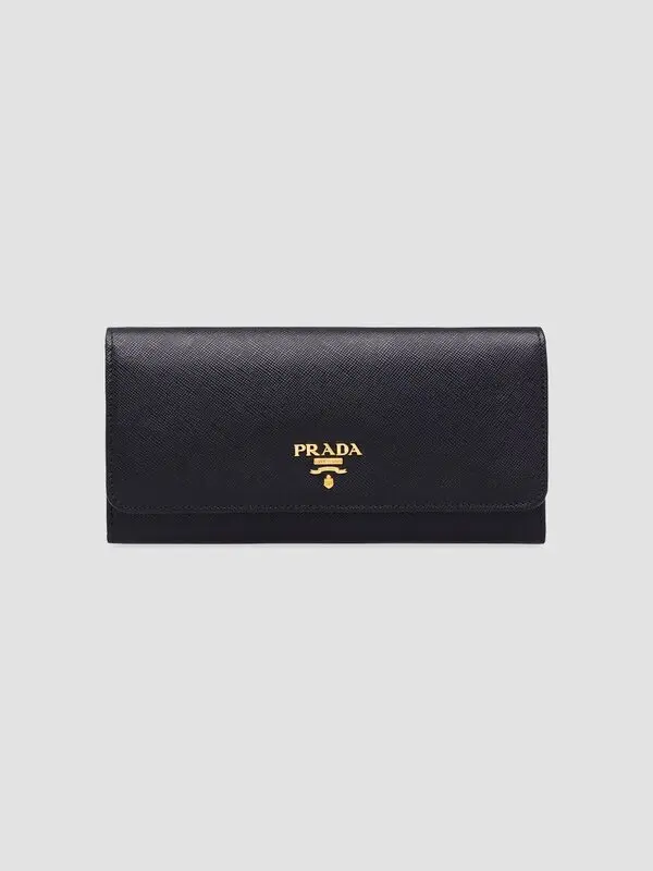 Prada Large Saffiano Leather Wallet - Black