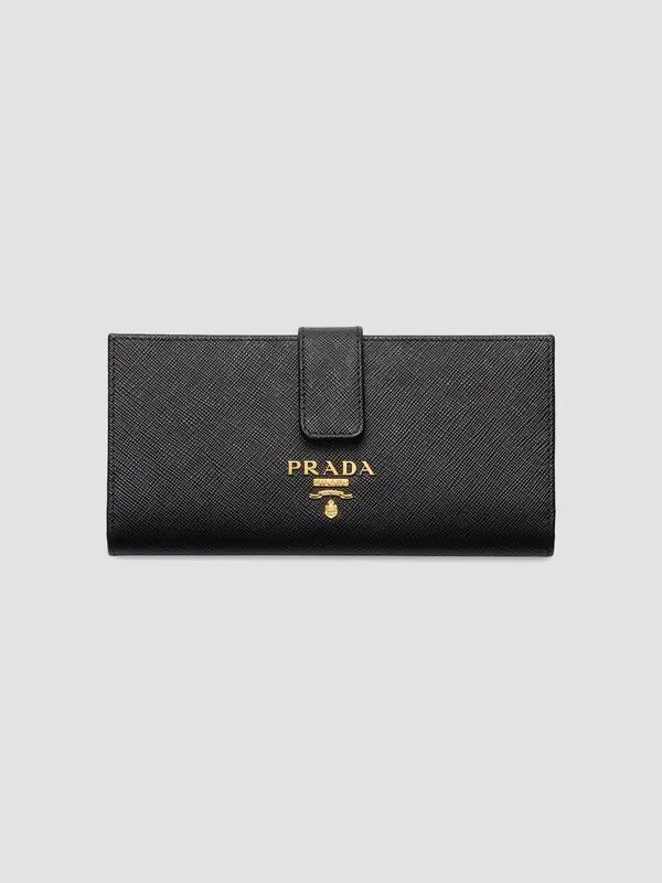 Prada Large Saffiano Leather Wallet - Black