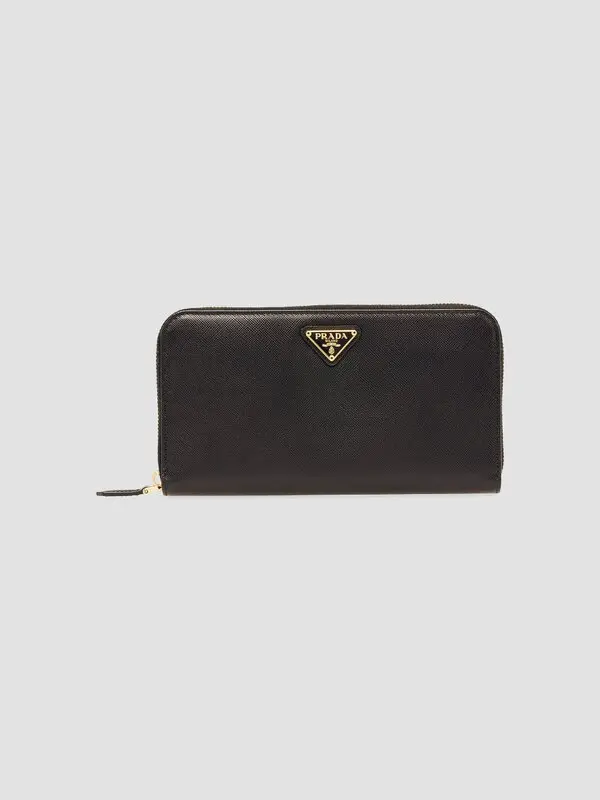 Prada Large Saffiano Leather Wallet - Black