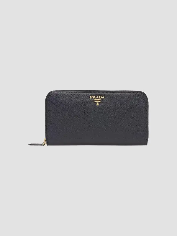 Prada Large Saffiano Leather Wallet - Black