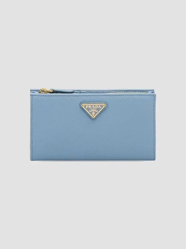 Prada Large Saffiano Leather Wallet - Light Blue