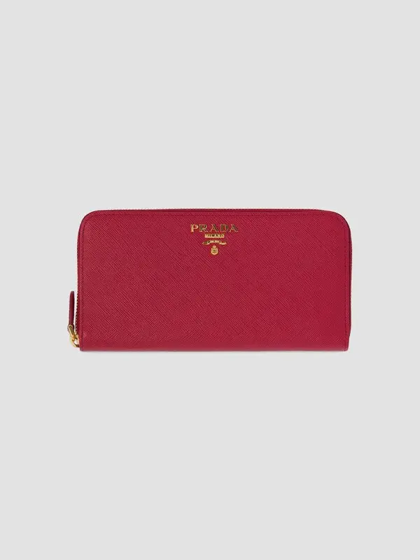 Prada Large Saffiano Leather Wallet - Red