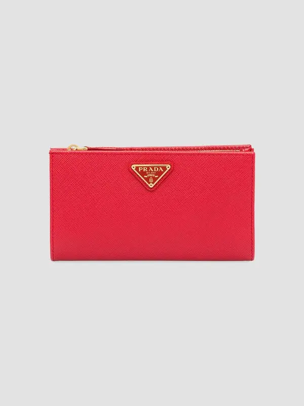 Prada Large Saffiano Leather Wallet - Red