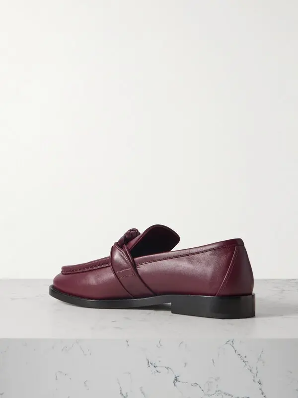 Bottega Veneta Astaire Embellished Leather Loafers - Burgundy