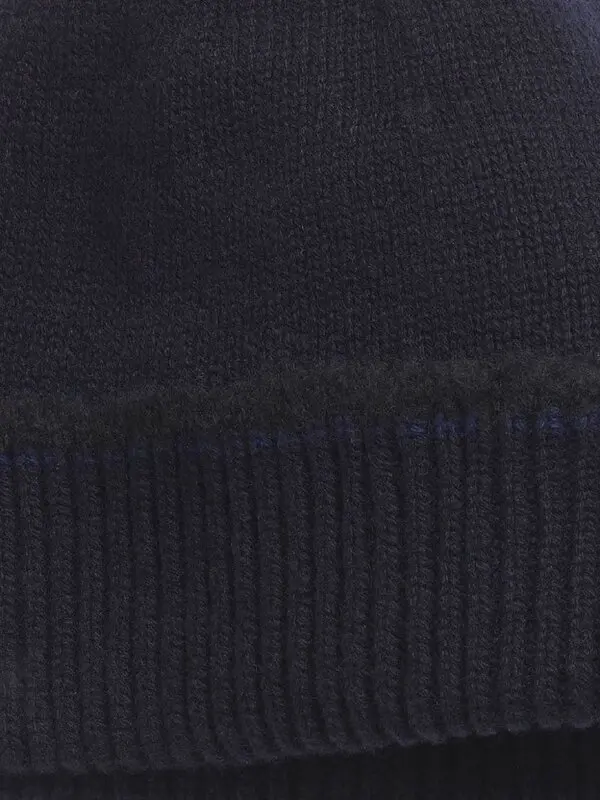 BARRIE Shearling-trim Cashmere Beanie - Blue