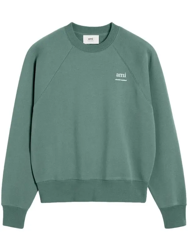 AMI Paris Organic-cotton Sweatshirt - Green