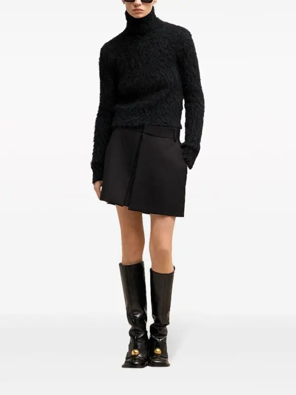 Ami Brushed-effect Cotton Jumper - Black