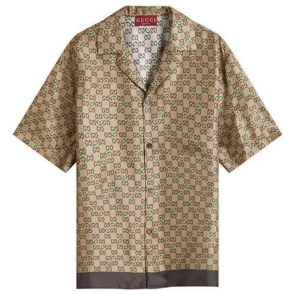 Gucci Silk Gg Monogram Vacation Shirt - Green | Editorialist