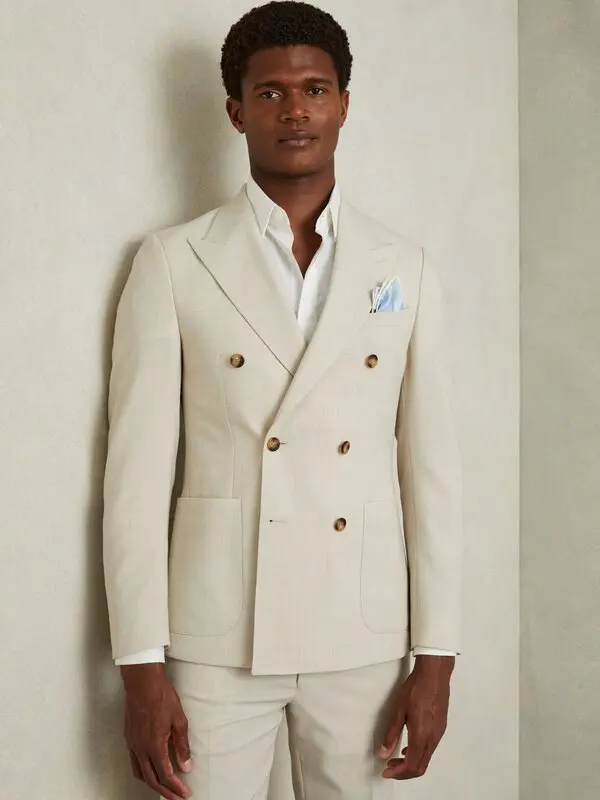 REISS Ceremony Silk Pocket Square - Light Blue