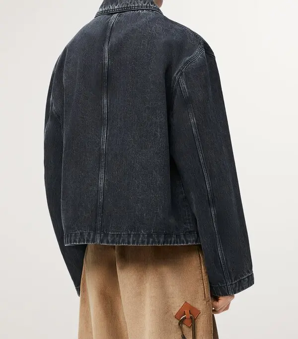 Loewe Leather-trim Denim Jacket - Black