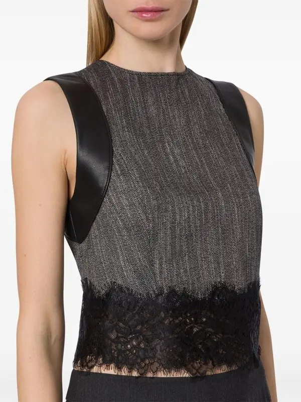 Alberta Ferretti Sleeveless Lace-detail Top
