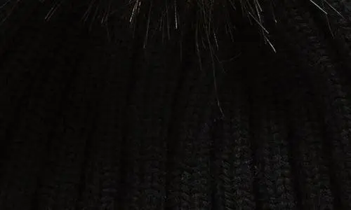 Moncler Virgin Wool Ribbed Beanie With Faux Fur Pompom - Black